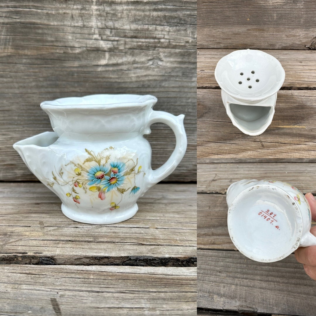 1800s Antique Shaving Mug Scuttle Blue Floral Motif Marked China - Etsy