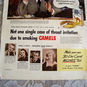 1950 Vintage Bill Stern Camel Cigarettes Magazine Tear Sheet Thicker ...