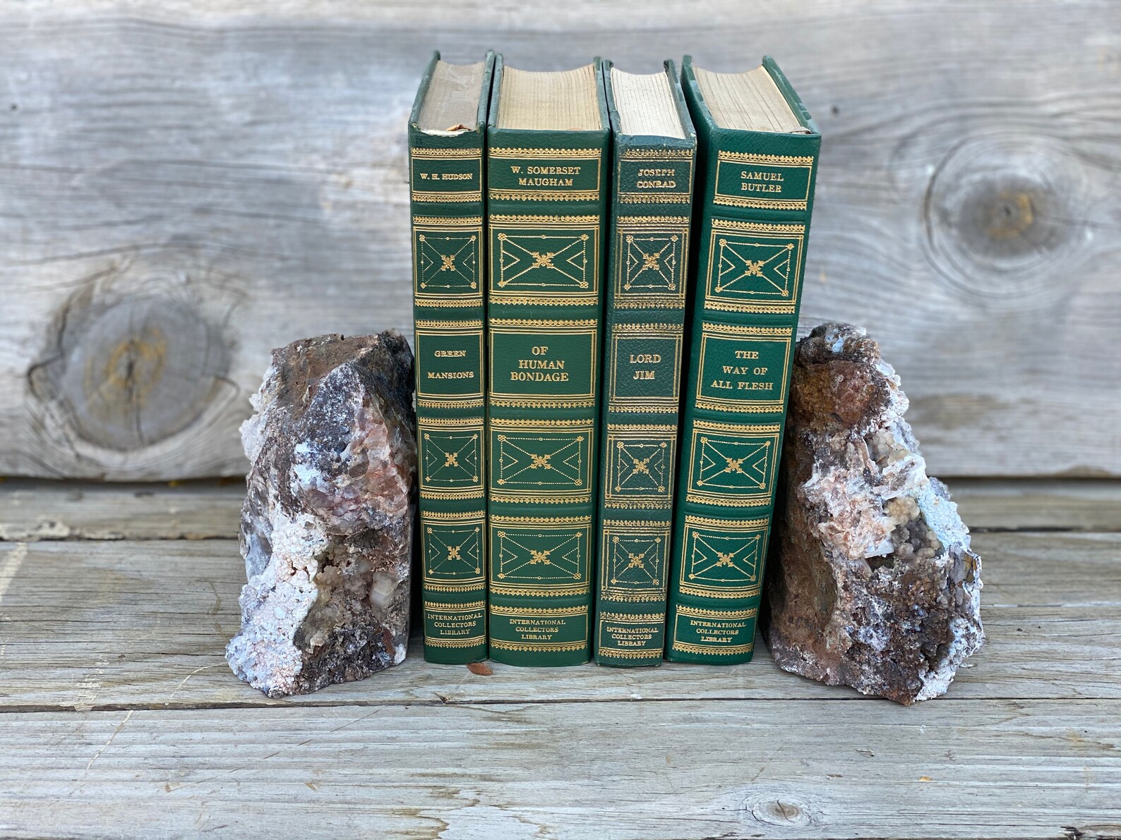 Quartz Crystal Sliced Bookends in Rusty Rock Matrix Library | Etsy
