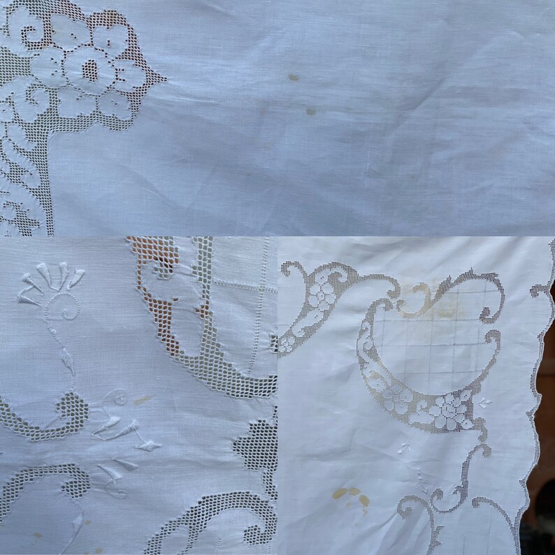 Antique White Openwork & Embroidered Cotton Linen Wedding | Etsy