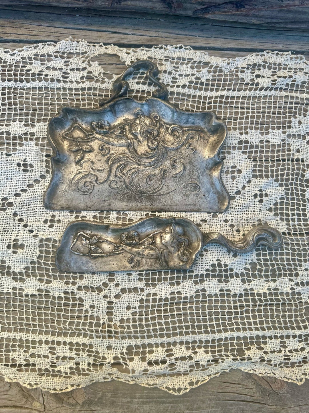 Antique Art Nouveau Butlers Crumb Tray With Scoop by Derby Silverplate ...