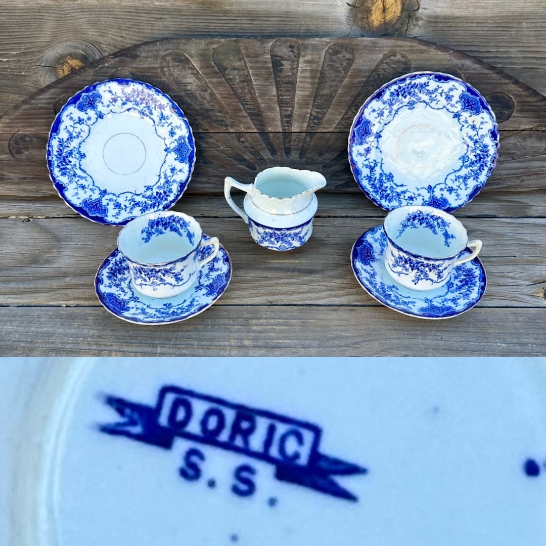 7 Piece Antique RARE SS Doric Flow Blue High Tea Dish Set - Etsy