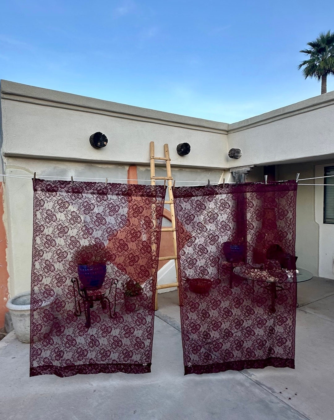 Pair of 2 Vintage 1980s Burgundy Lace Curtain Panels 62 - Etsy