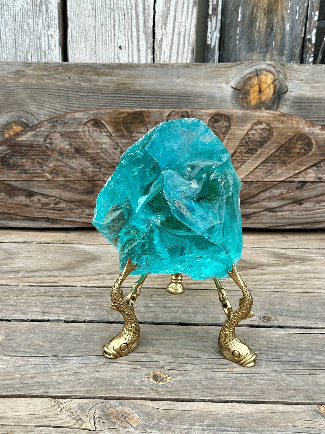 Aqua Blue Crystal Antique Slag Glass Relic LARGE 9 LBS - Etsy