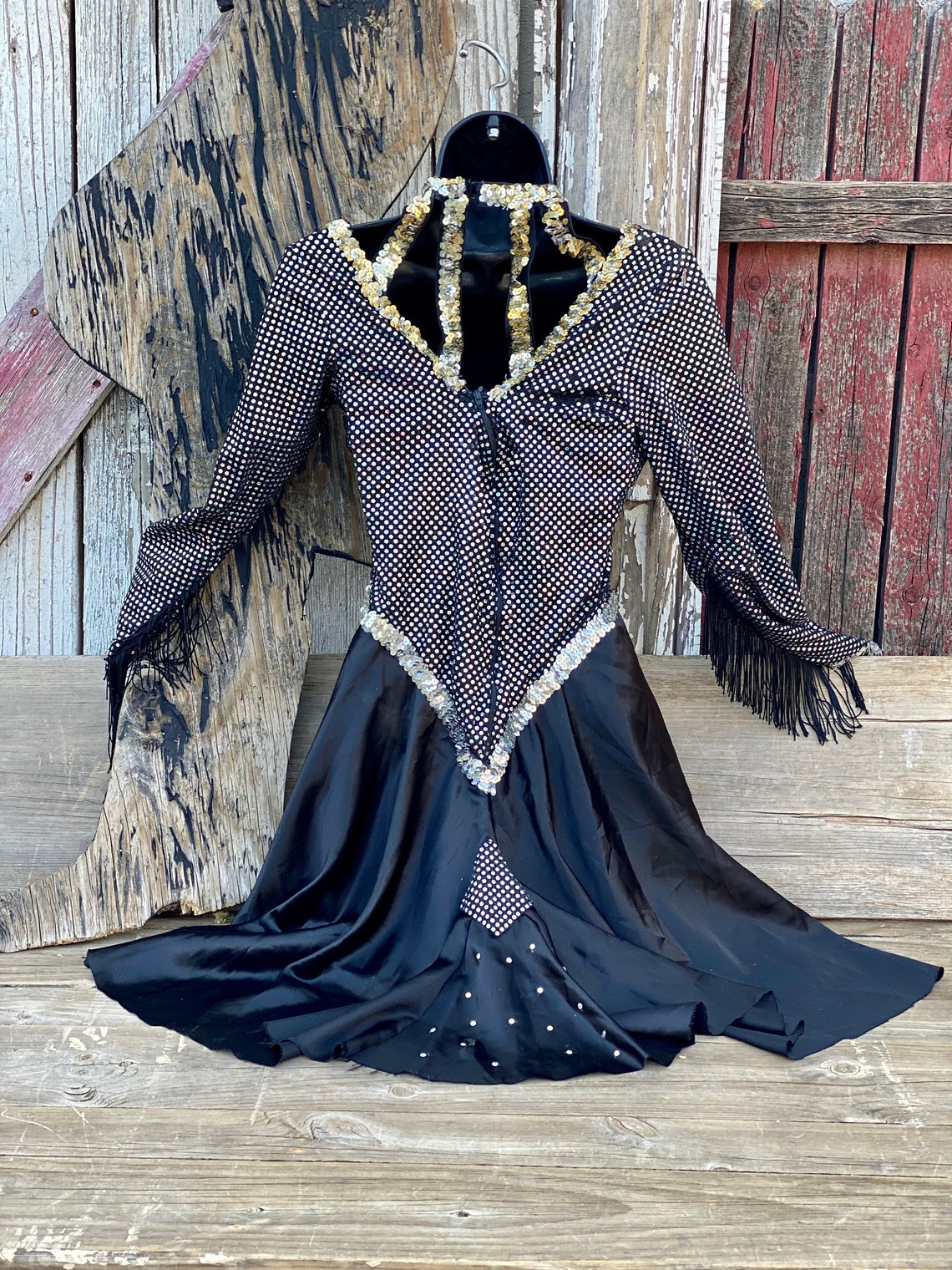 1970s Vintage Baton Twirler Ice Skating Costume Black Satin With Silver ...
