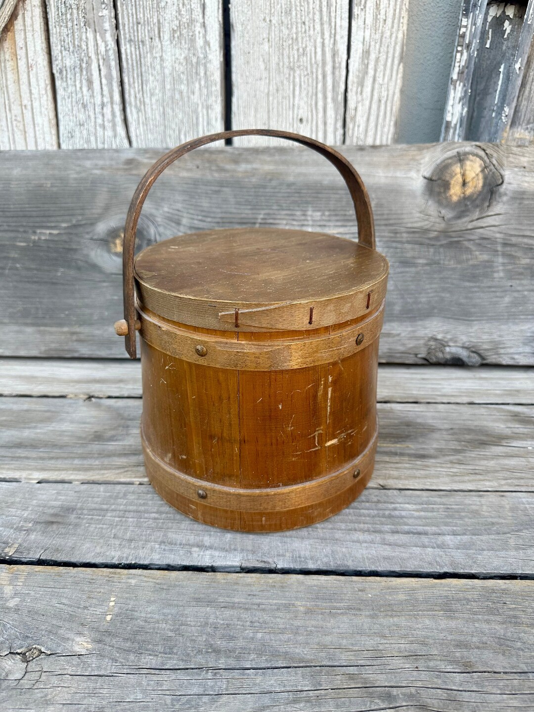 C1940s Primitive Wooden Farmhouse Firkin Jerywil Lined With Handle - Etsy