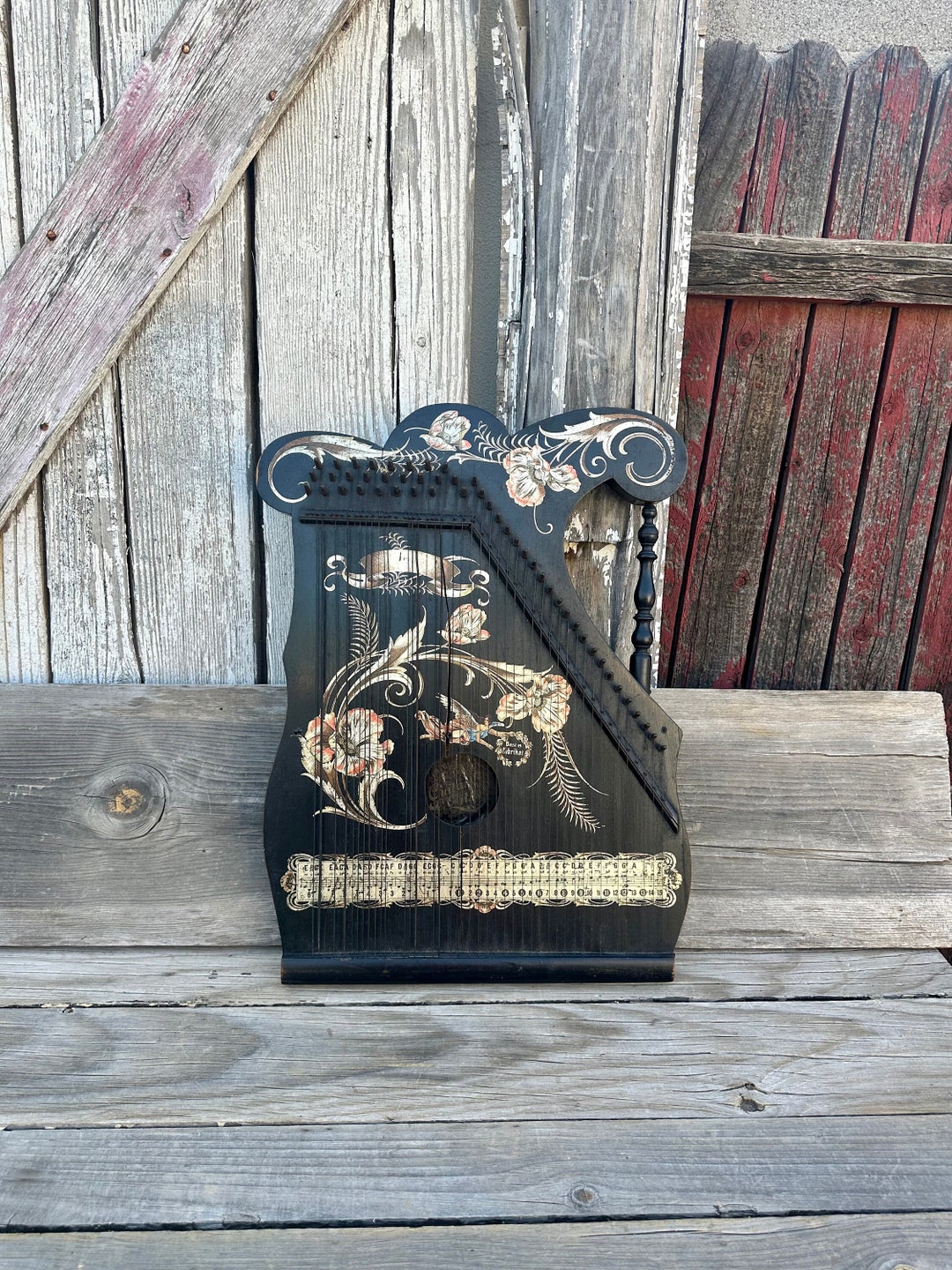 Antique Victorian German Zither Table Harp - Etsy