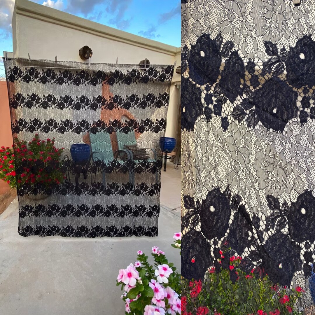 Vintage Black Roses Lace Fabric 67" X 60" - Etsy