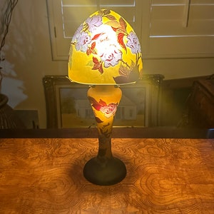 Art Nouveau Galle Style Romanian Glass Mushroom Table Lamp 18" - Etsy