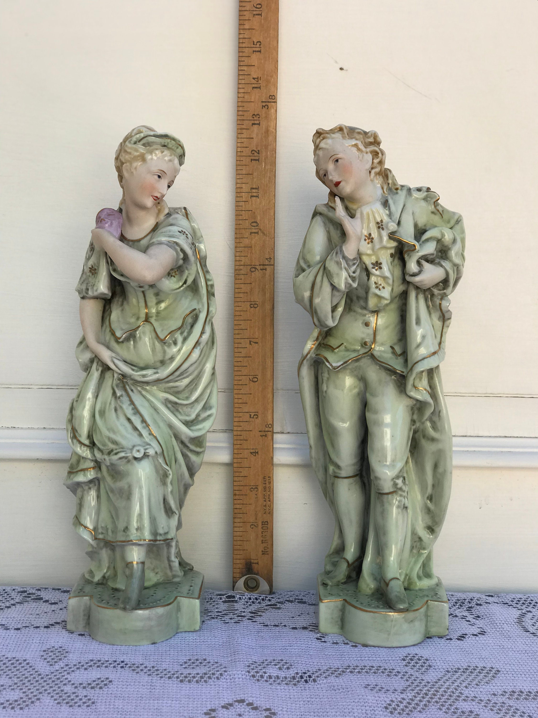 Antique Kalk Germany Porcelain Rare Pair Man Women Mirrored 12.25 ...