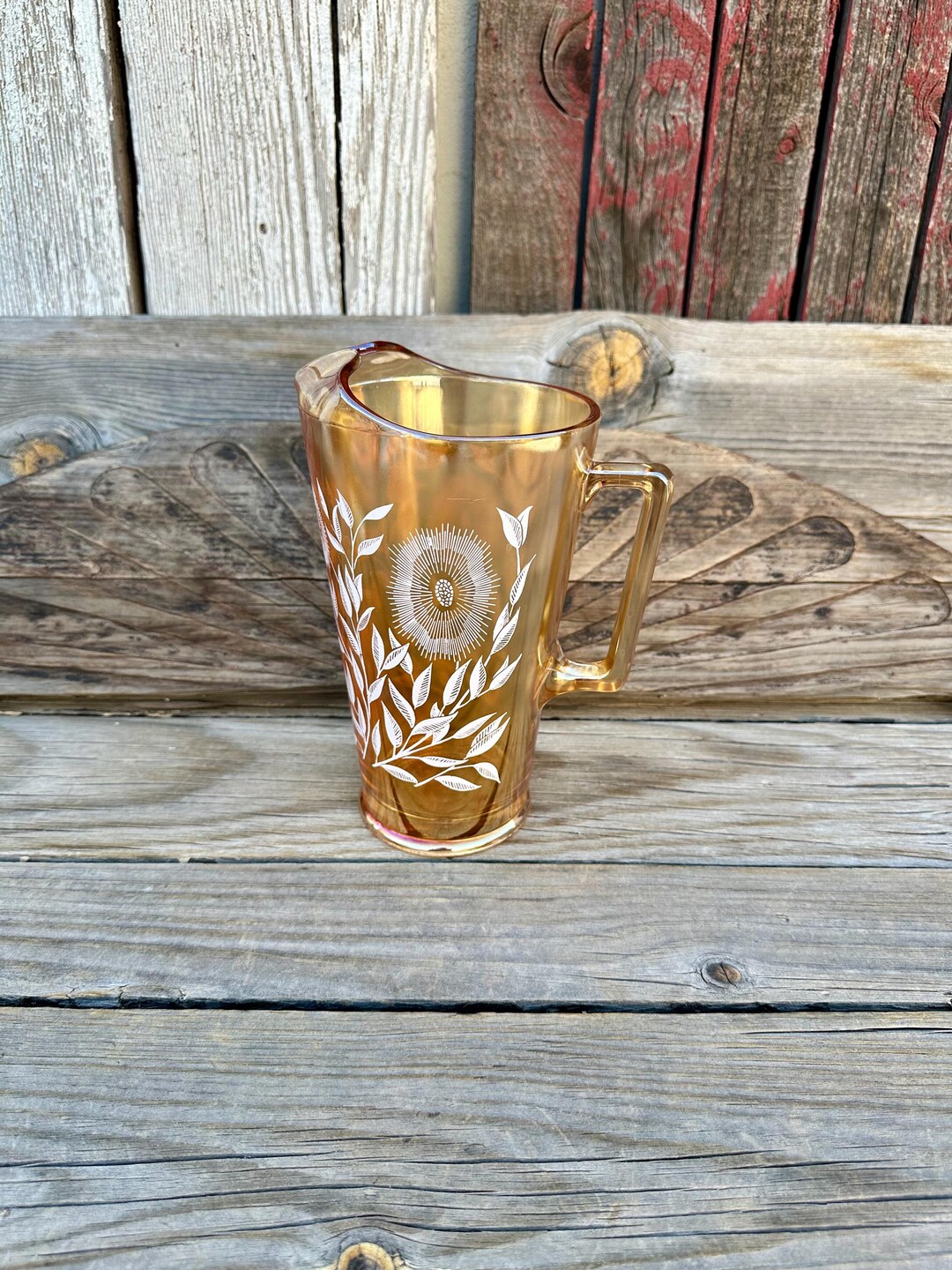 1940s Jeanette Marigold Carnival Glass COSMOS Pitcher - Etsy