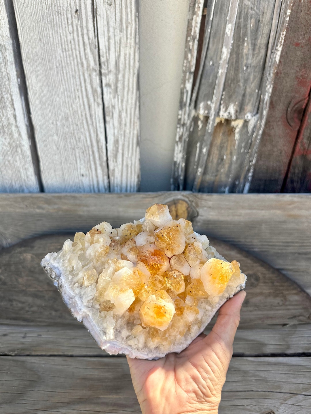 Large Raw Golden Citrine Rock Crystal Cluster in Matrix - Etsy