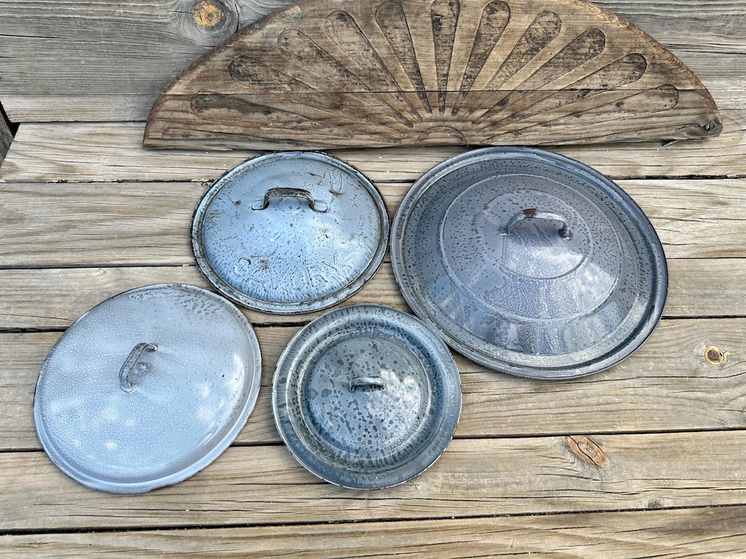 Group of 4 Antique Graniteware Enamelware Primitive Pot Lids - Etsy