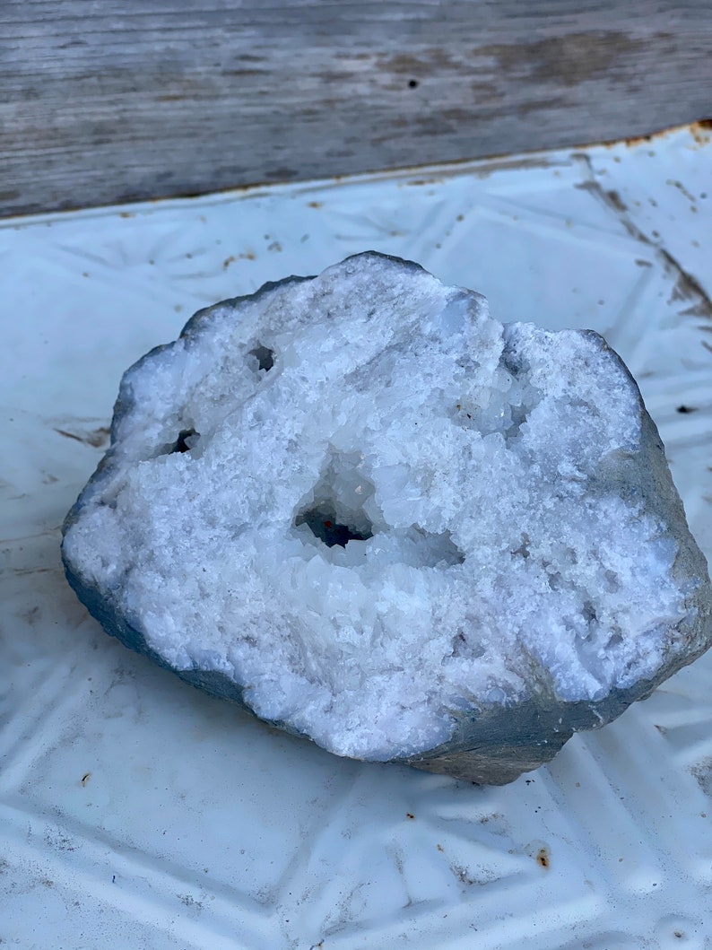 White Rock Quartz Crystal LARGE Geode Cut in 2 Natural History - Etsy