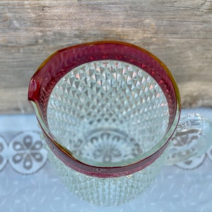 Mid Century Vintage 7.5" Pitcher Diamond Point Ruby by Indiana Glass - Etsy