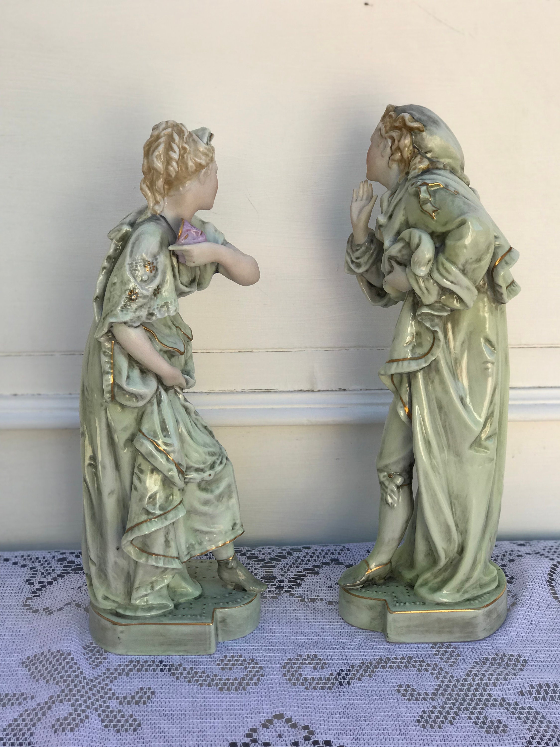 Antique Kalk Germany Porcelain Rare Pair Man Women Mirrored 12.25 ...