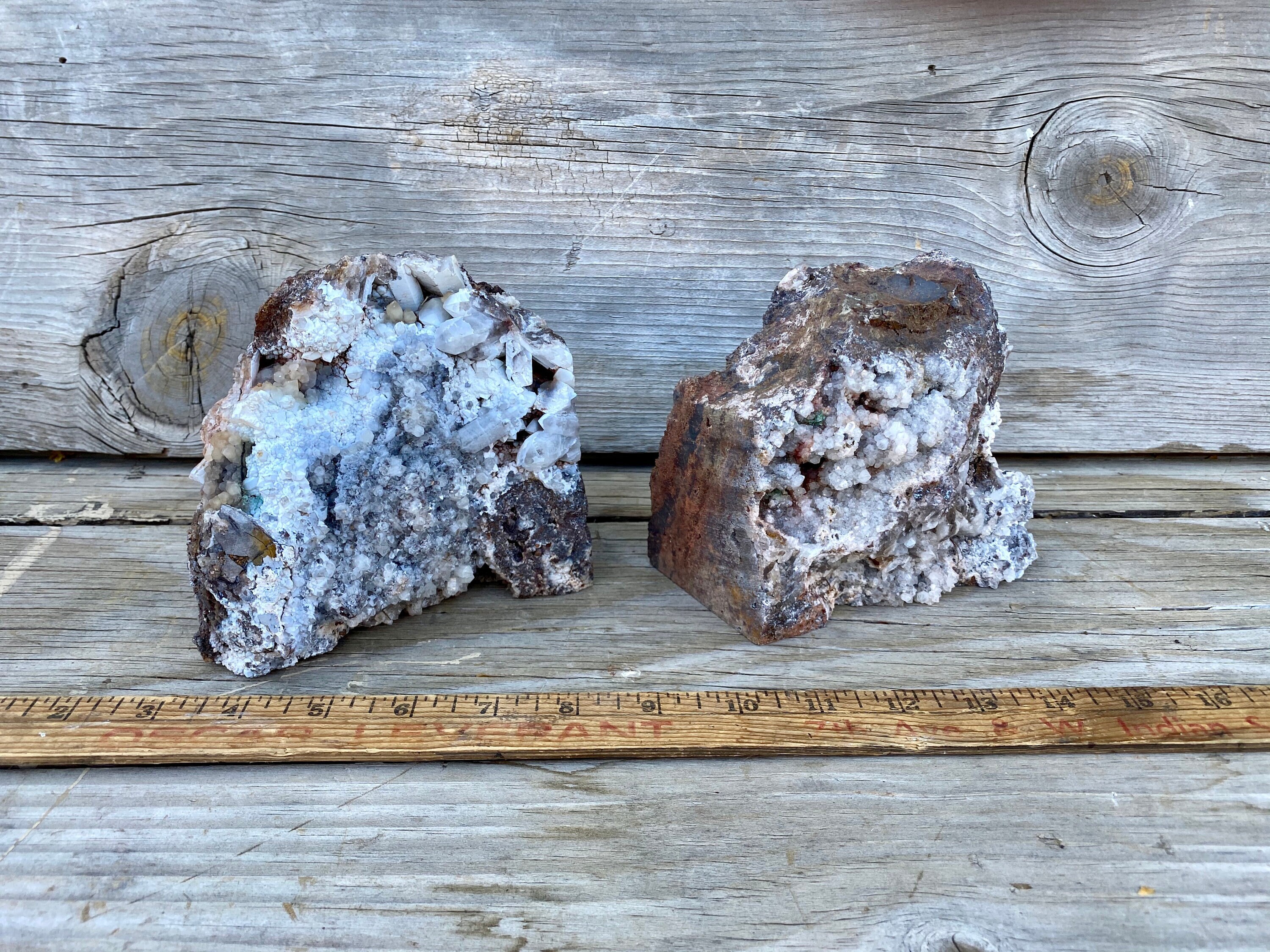 Quartz Crystal Sliced Bookends in Rusty Rock Matrix Library Decor 11 ...