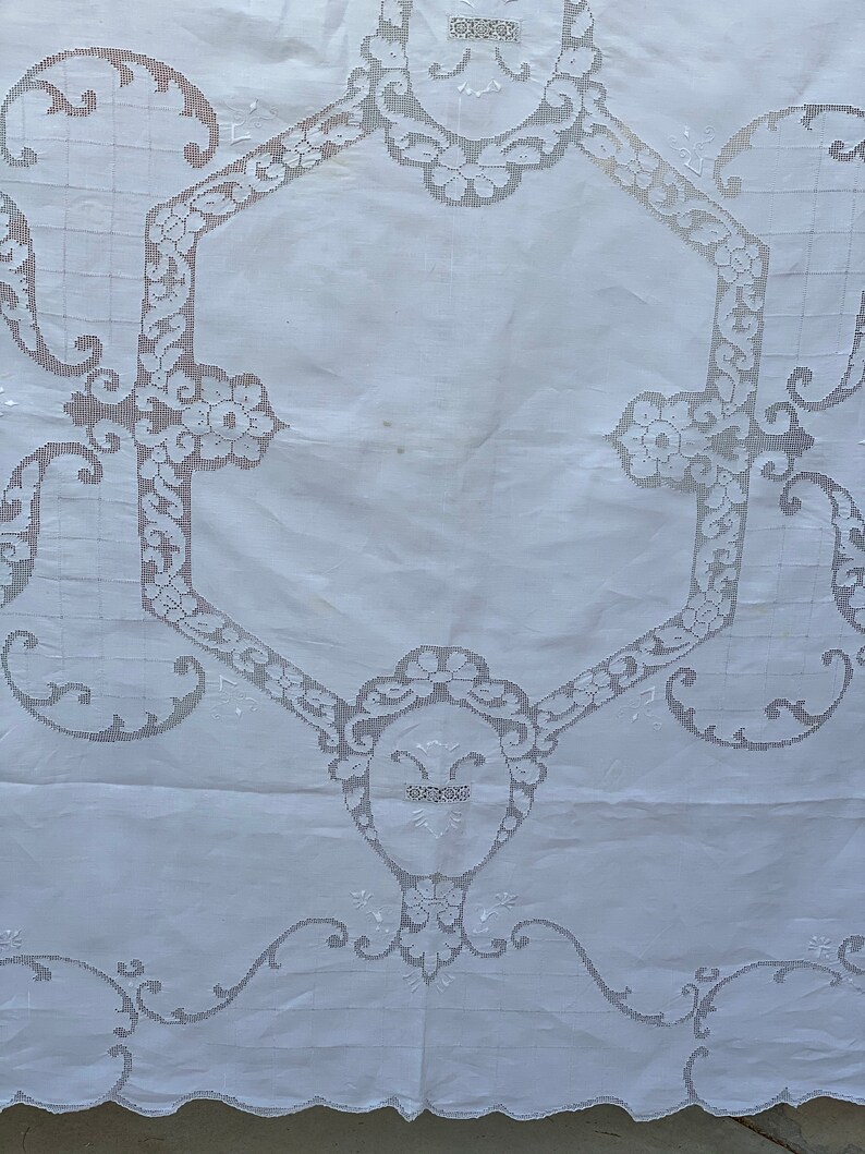 Antique White Openwork & Embroidered Cotton Linen Wedding | Etsy