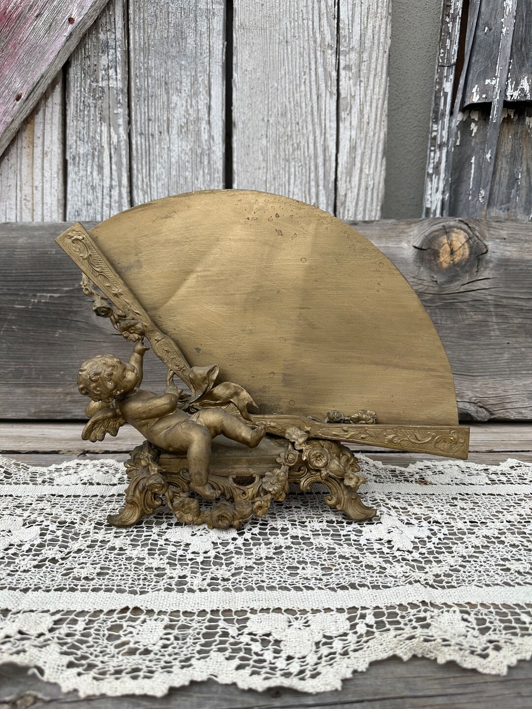 Antique French Empire Cherub Fan Frame, Gold Dore Bronze Ormolu Vase - Etsy