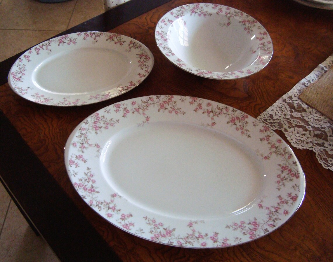 Vintage Sango China Japan 3 Piece Serving Set Somerset Pink - Etsy