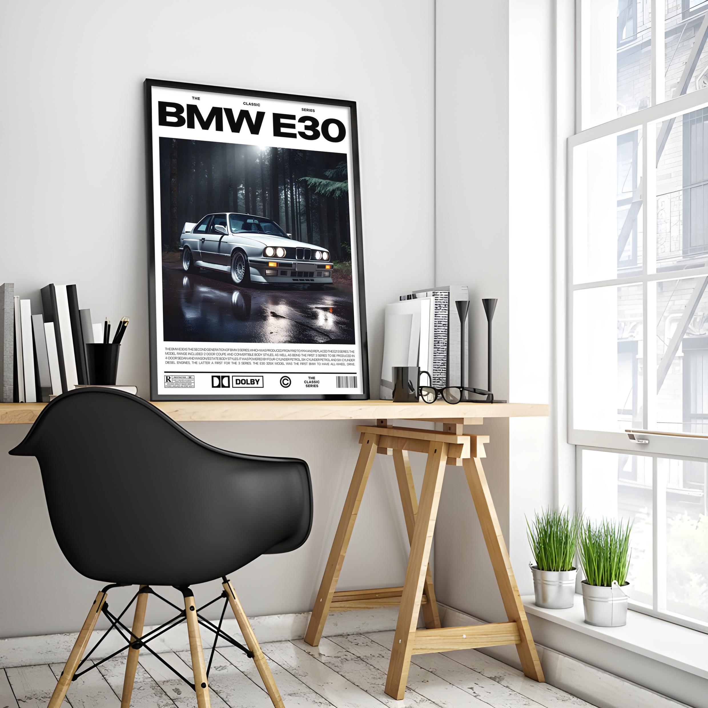 BMW E30 Poster A4 Digital File, Classic Car Wall Art, Motorsport Decor, Vintage BMW Print ...