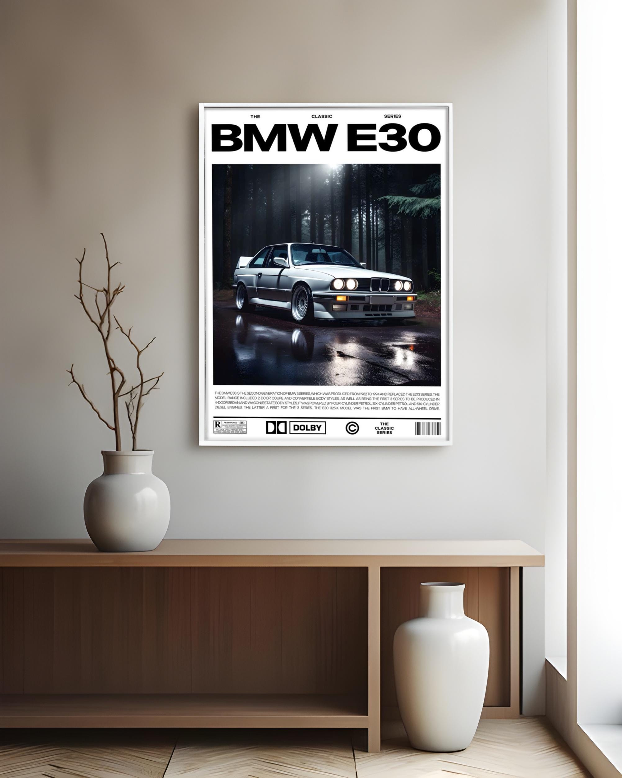 BMW E30 Poster A4 Digital File, Classic Car Wall Art, Motorsport Decor, Vintage BMW Print ...