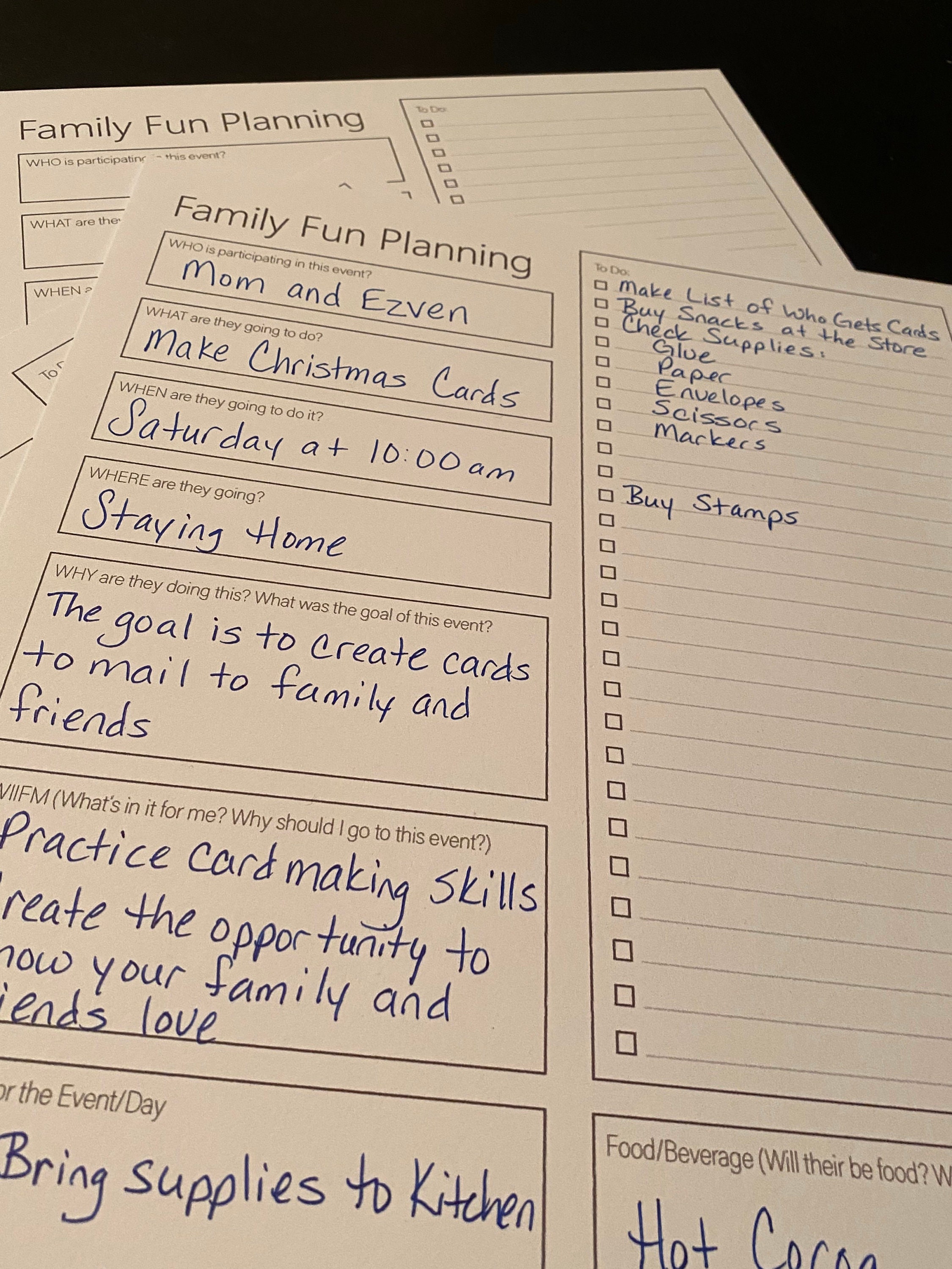 Family Fun Event Planning Work Sheet - Etsy
