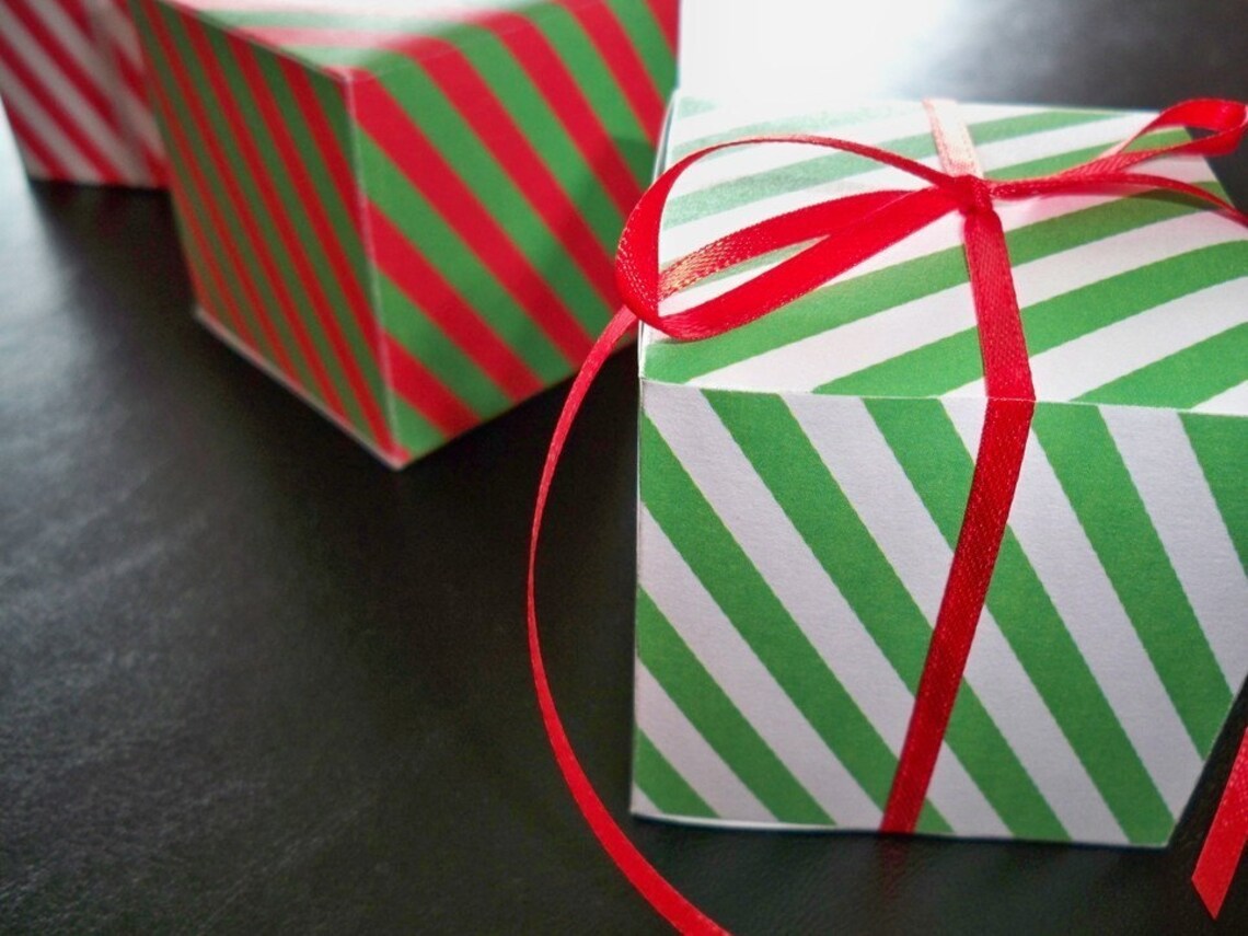 Candy Cane Striped Square Favor Boxes - Etsy