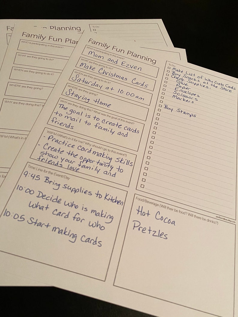 Family Fun Event Planning Work Sheet - Etsy