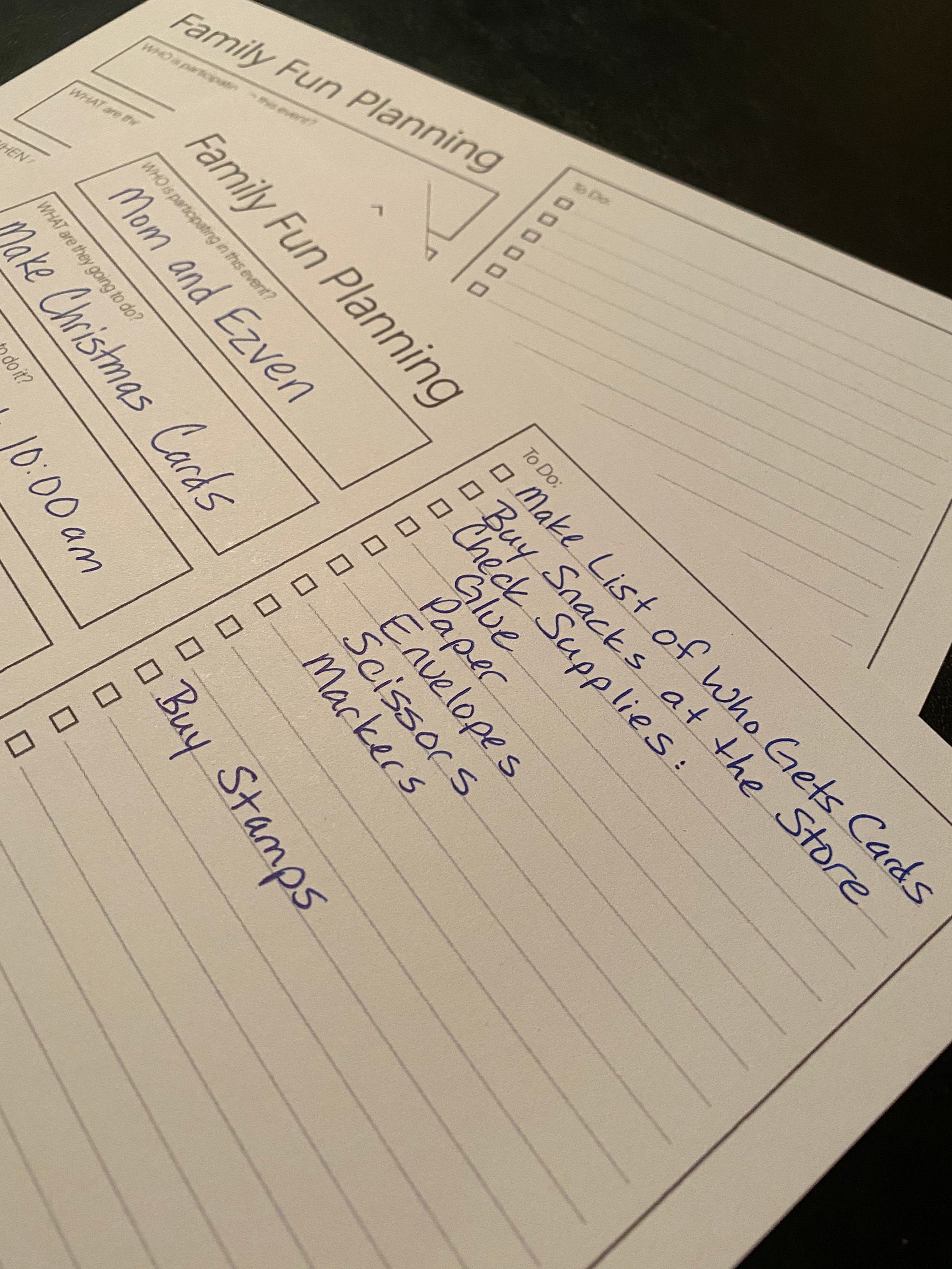 Family Fun Event Planning Work Sheet - Etsy