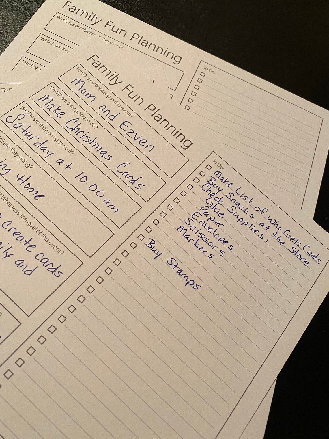 Family Fun Event Planning Work Sheet - Etsy