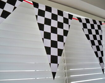 Checkered Bunting Flags Banner, Checkered Race Pennant Flags, Finish ...