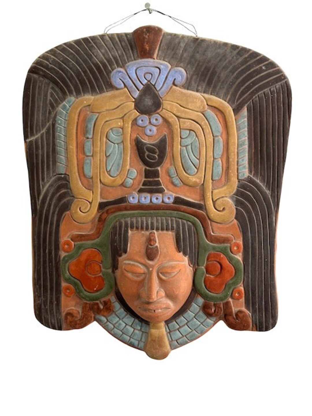Vintage Aztec Mayan God Terra Cotta Clay Mask Painted Wall - Etsy