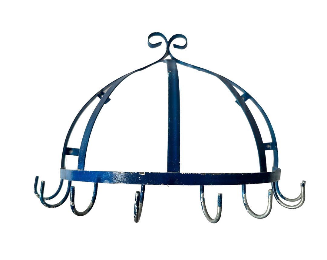 Vintage Metal Half Moon Pot/utensils Rack Wall Mount W/ 8 Hooks - Etsy