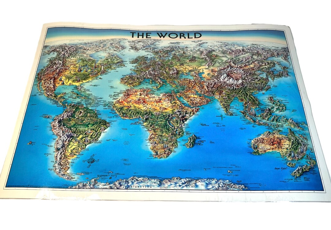 1996 Laminated World Map by Unique Media 18x27 Two - Etsy