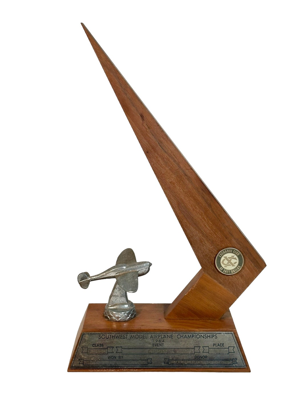 1960s Model Airplane Trophy Art Deco Space Age Dallas TX 1st Place Jet ...