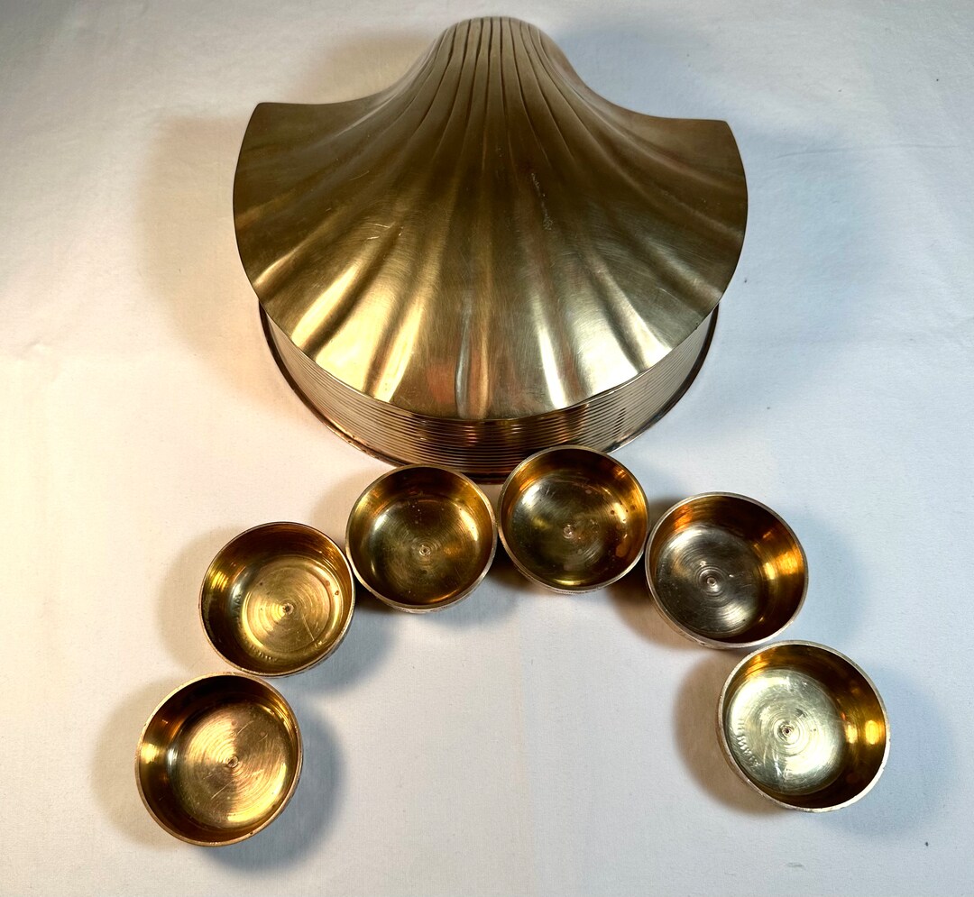 Large Hinged Brass Shell Shaped Box W/ 6 Small Bowls India - Etsy