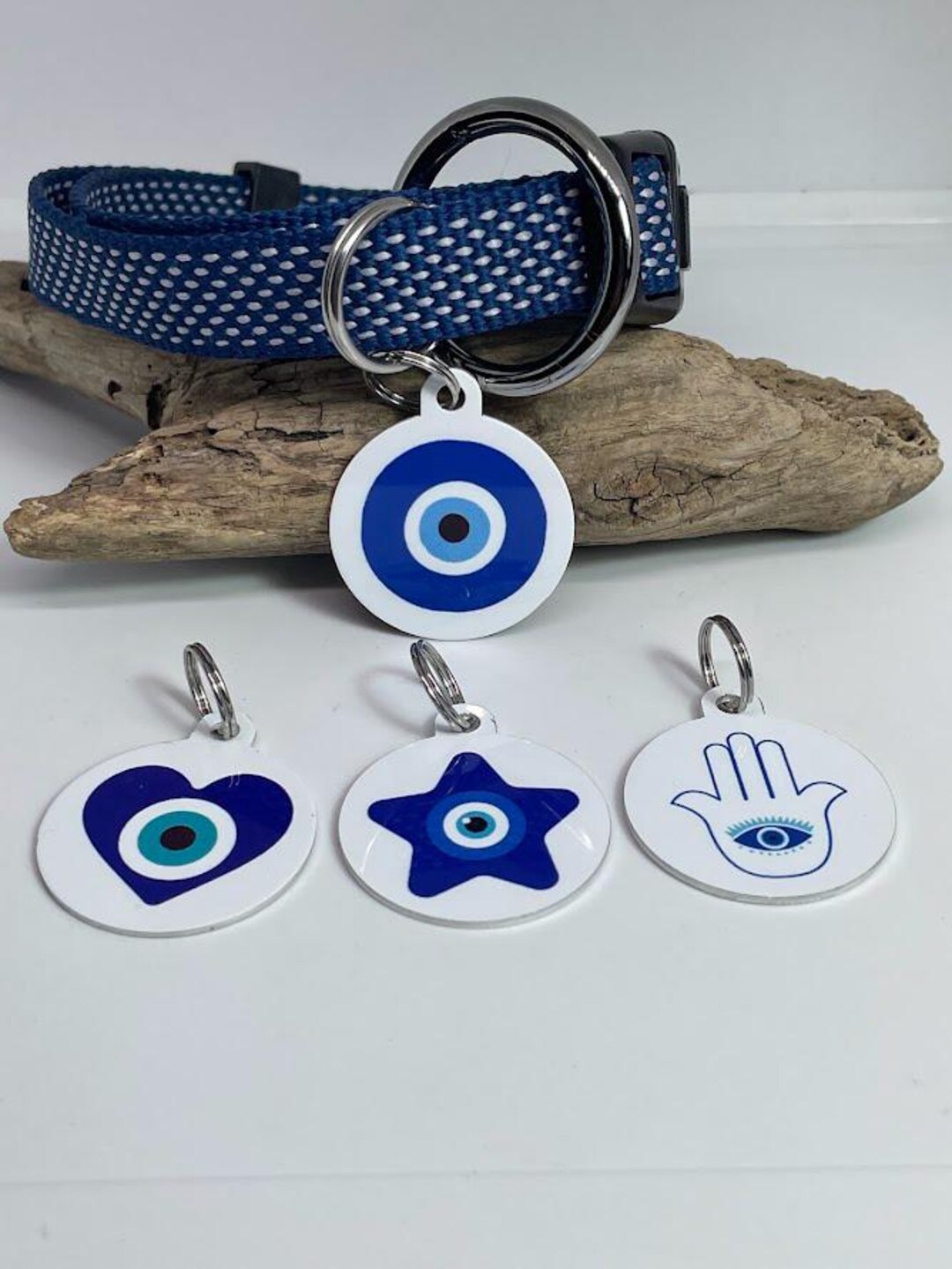 Custom Dog Charm, Small Medium, Evil Eye Pets ID, Personalized Pet ...