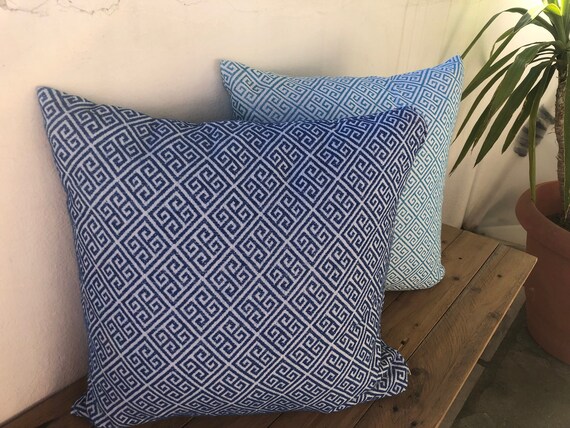 Greek Key Cushion Cover 40 Cm X 40 Cm Cotton Fabric - Etsy