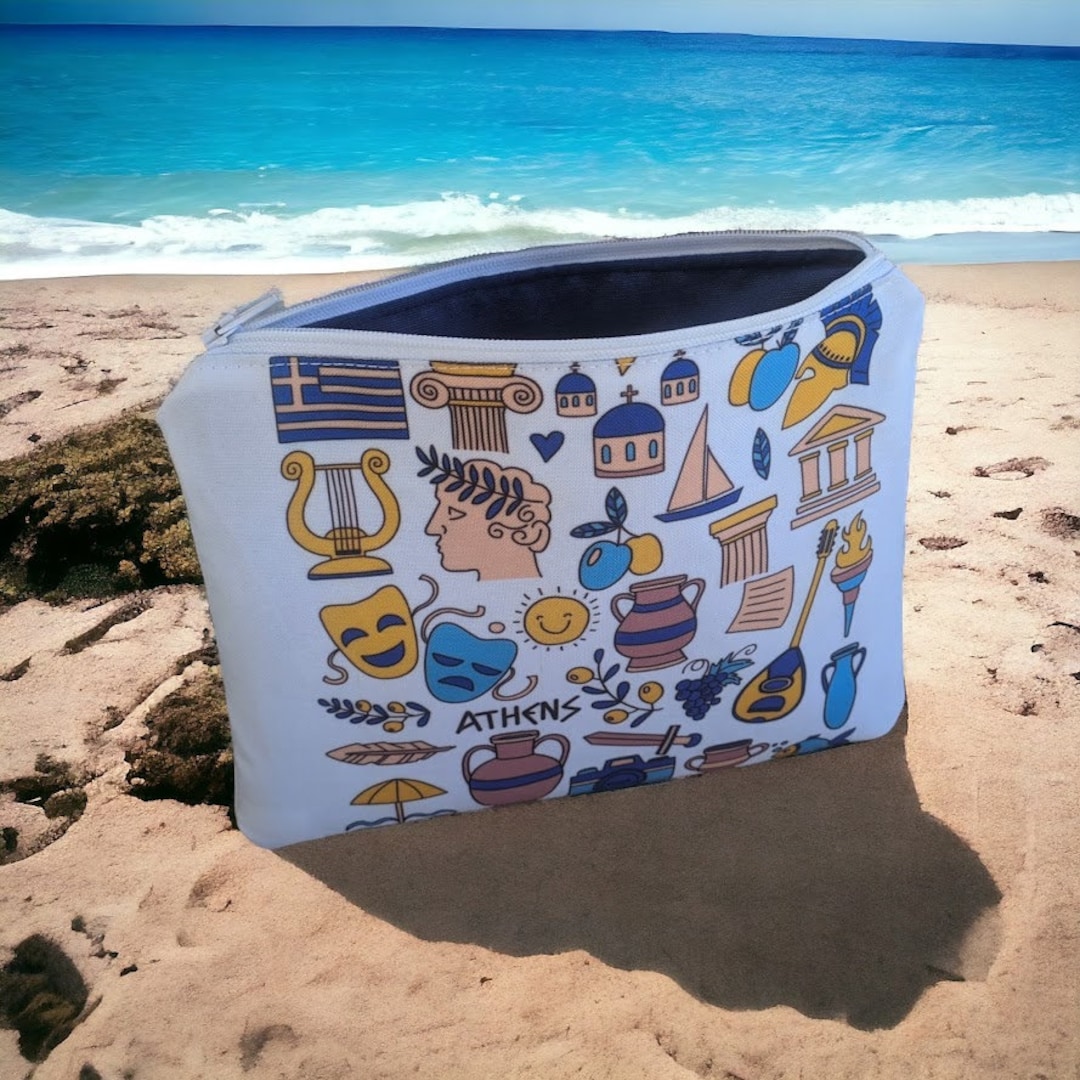 Greek Symbols Fabric Pouch - Greek Gift - Made in Greece - Etsy