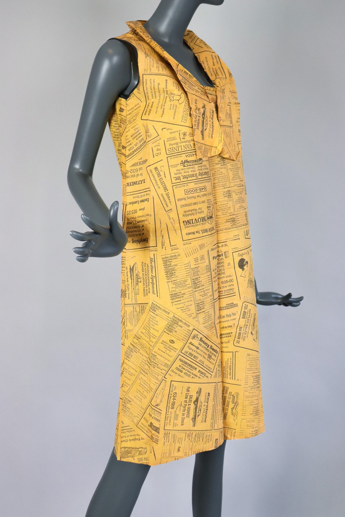 Iconic 60s Paper Dress 1960s Telephone Book Newspaper Print | Etsy