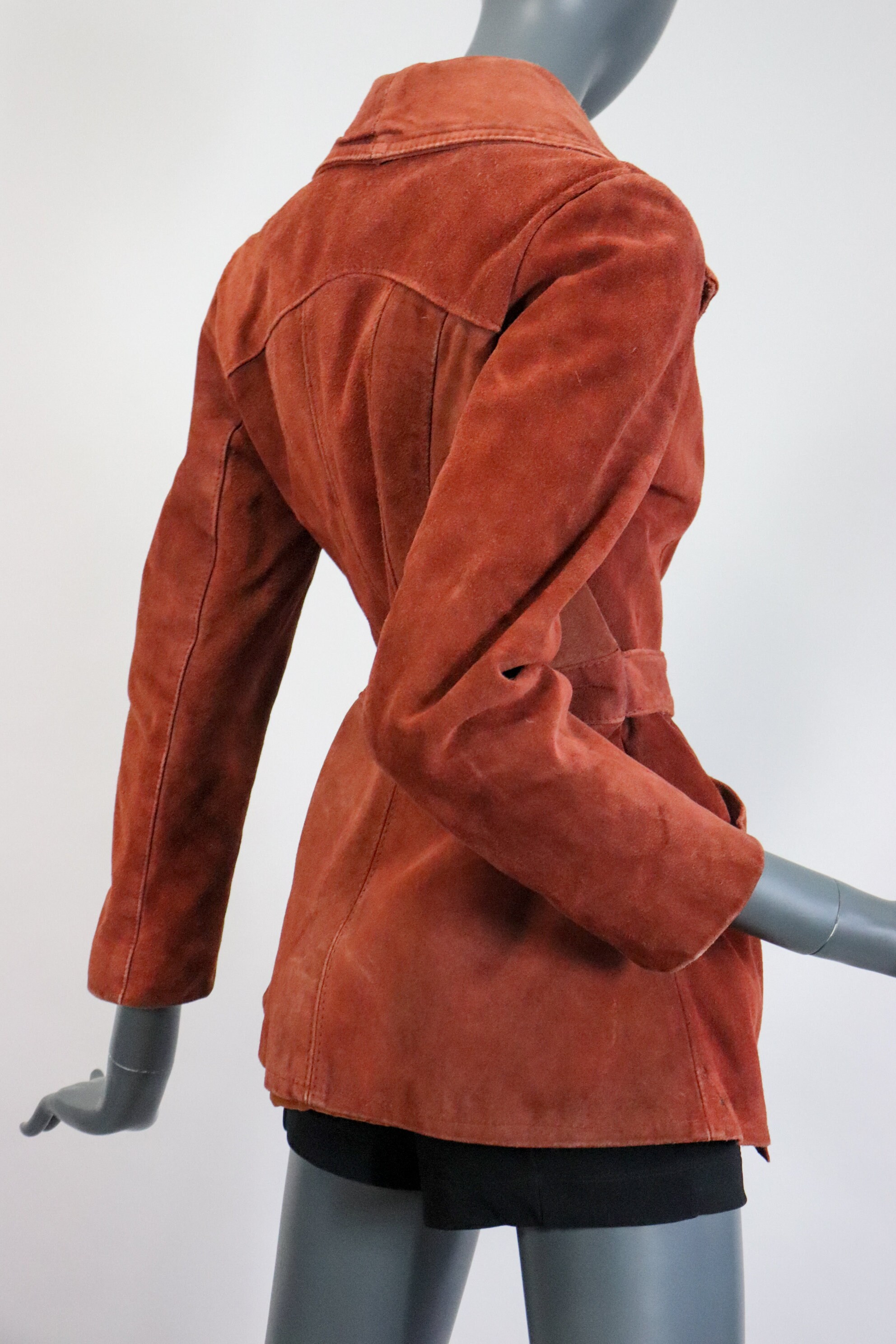 70s Suede Jacket 1970s Fitted Leather Coat Warm Brown Belted | Etsy