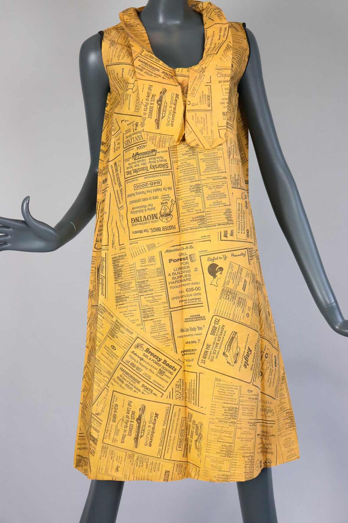 Iconic 60s Paper Dress 1960s Telephone Book Newspaper Print | Etsy