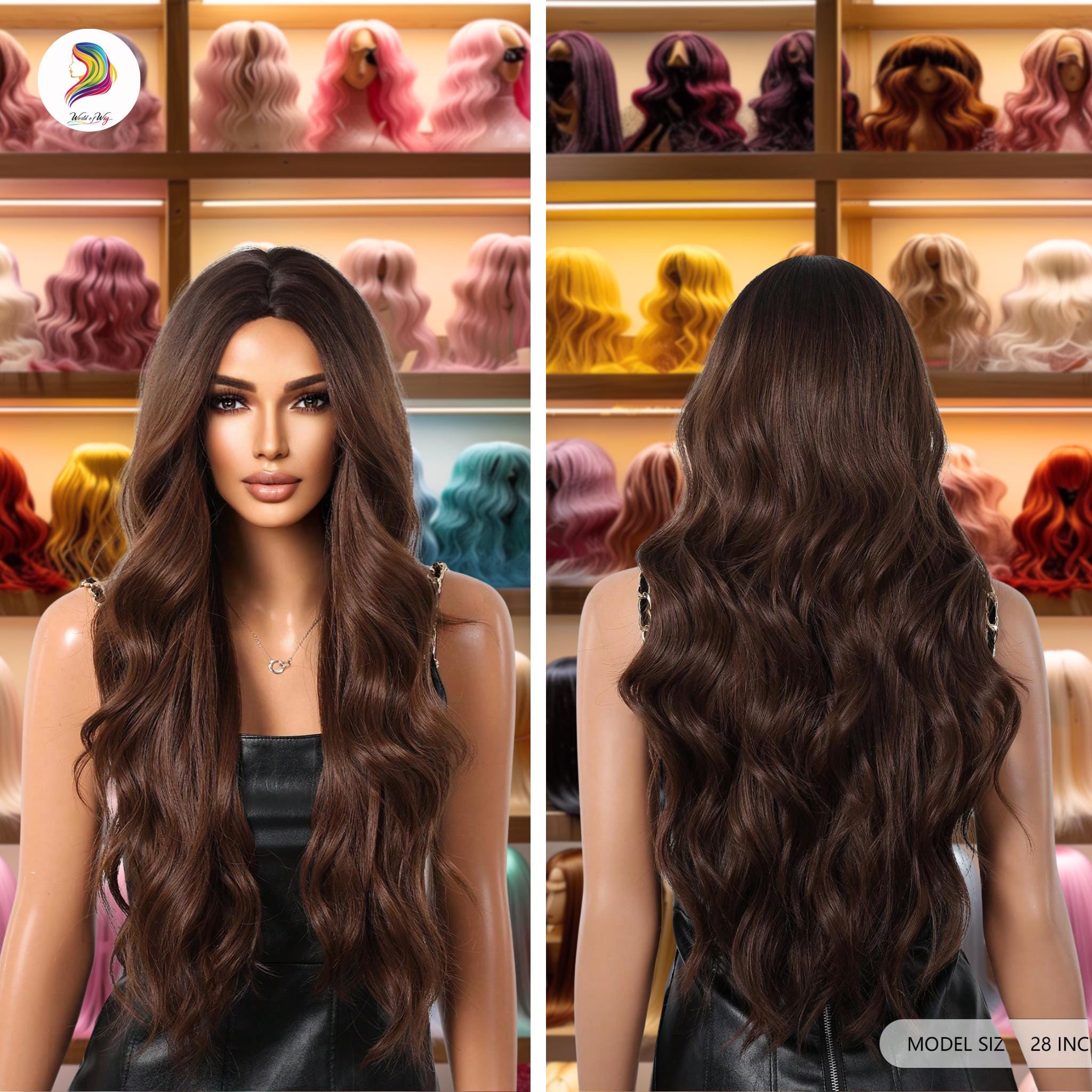 Coffee Brown Wig, Natural Coffee Hair Wig for Women, Synthetic Brown ...