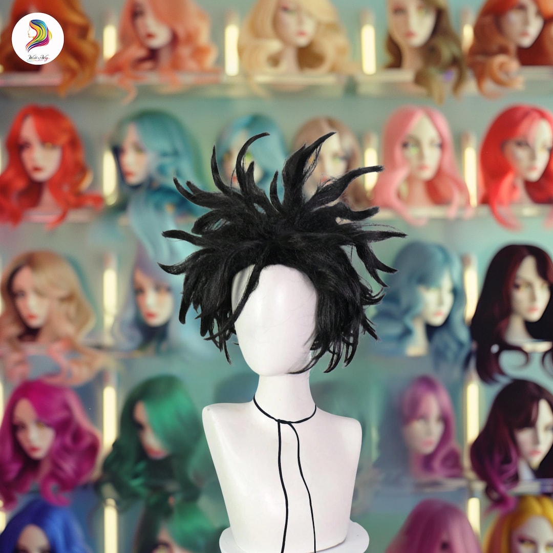 Short Black Spiky Wig, Synthetic Costume Wig for Men & Women, Funny ...