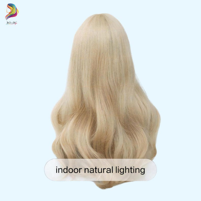 Honey Blonde Wig With Eight Figure Bangs Long Straight Highlight Brown ...