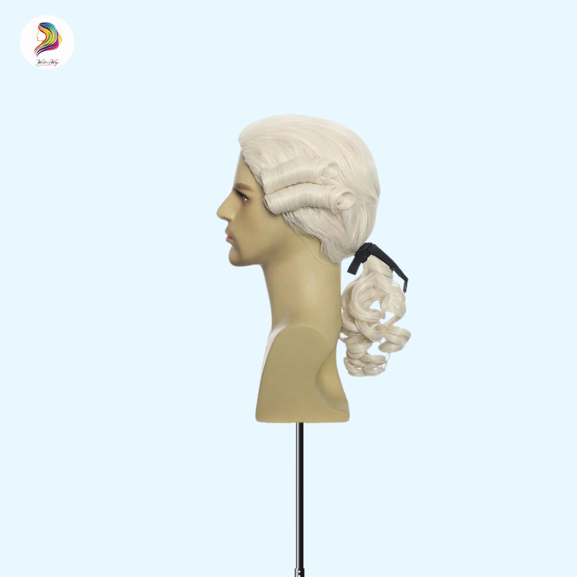 Colonial Wig for Men, George Washington Costume Wig, White Curly ...