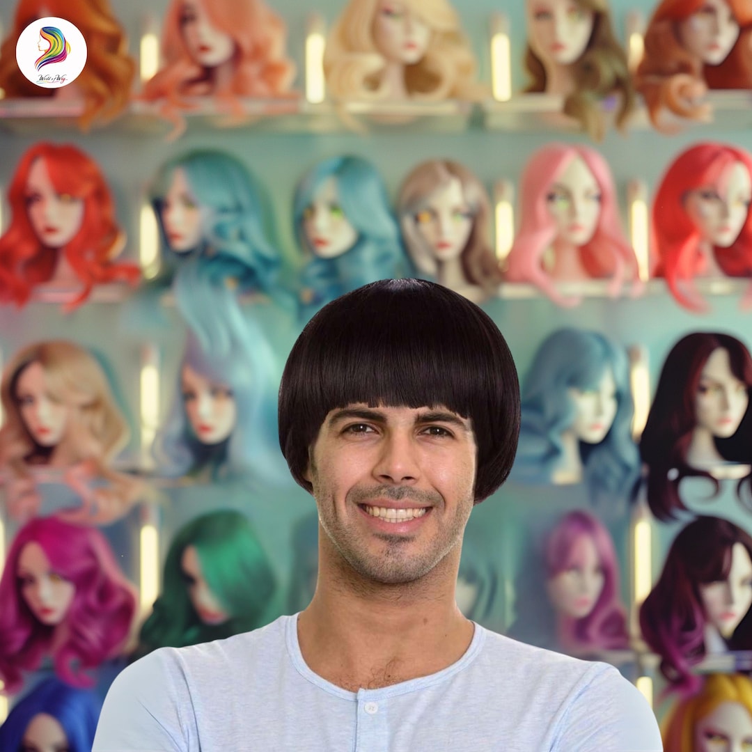 Black Bowl Cut Wig: Short Mushroom Style, Heat-resistant Synthetic Hair ...