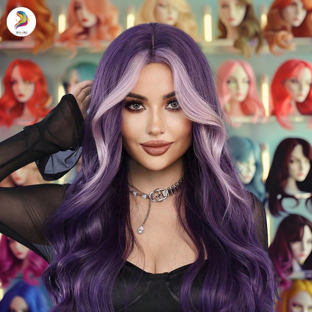 Blue Purple Scene Wig | Straight Purple Blue Wig | Mermaid Hair Wig ...