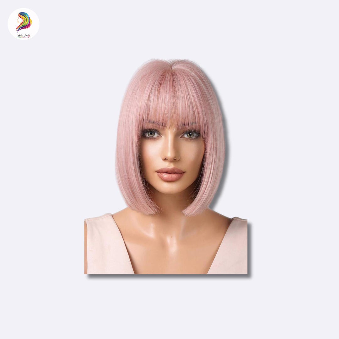 Short Pink Wig for Women, Trendy Bob Wig, Soft Synthetic Wig, Fashion Hair Wig, Cute Pink Wig ...